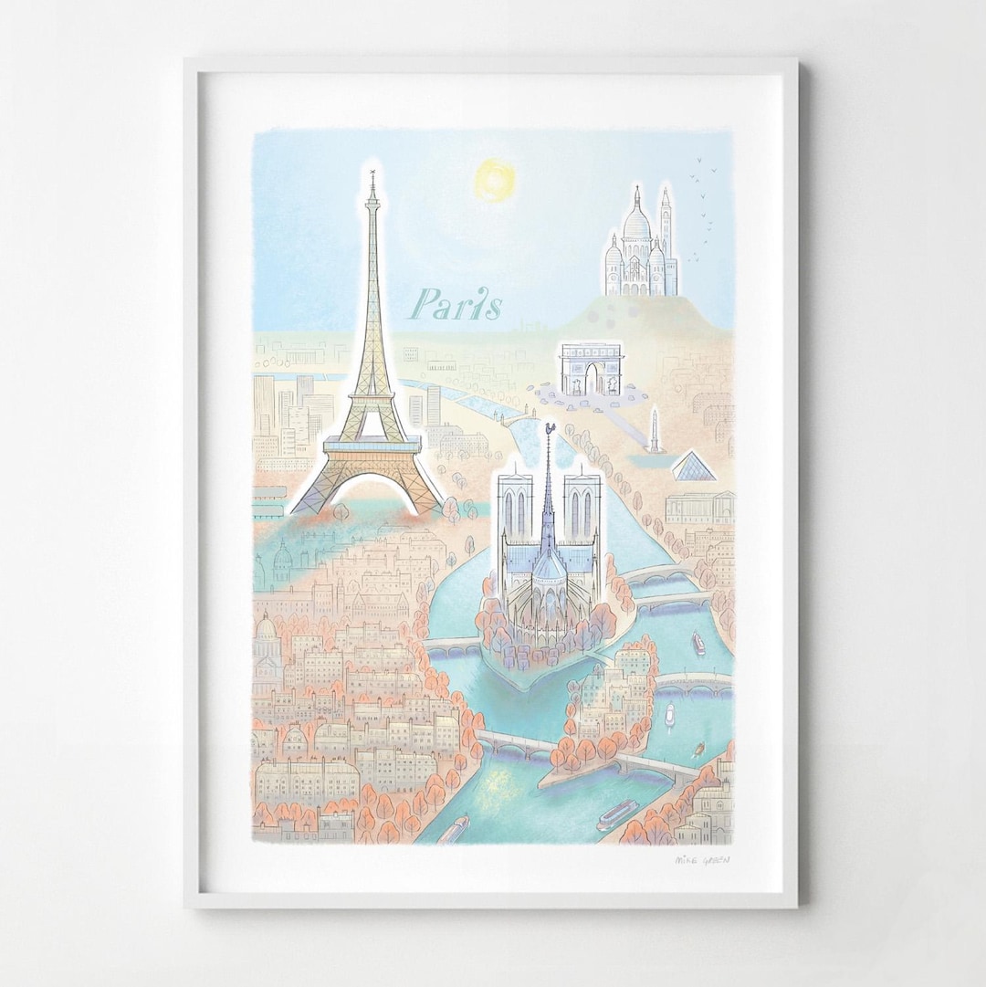Paris Skyline Poster, Paris Artwork, Signed Fine Art Paper Print - Etsy