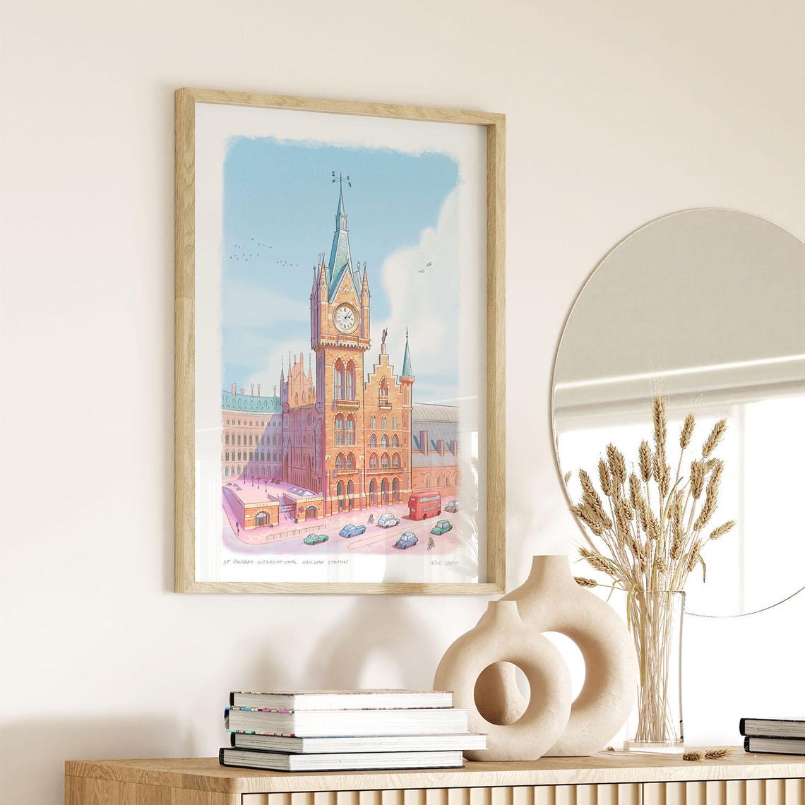 St Pancras Station Art Print: London Illustrated Wall Decor - Etsy