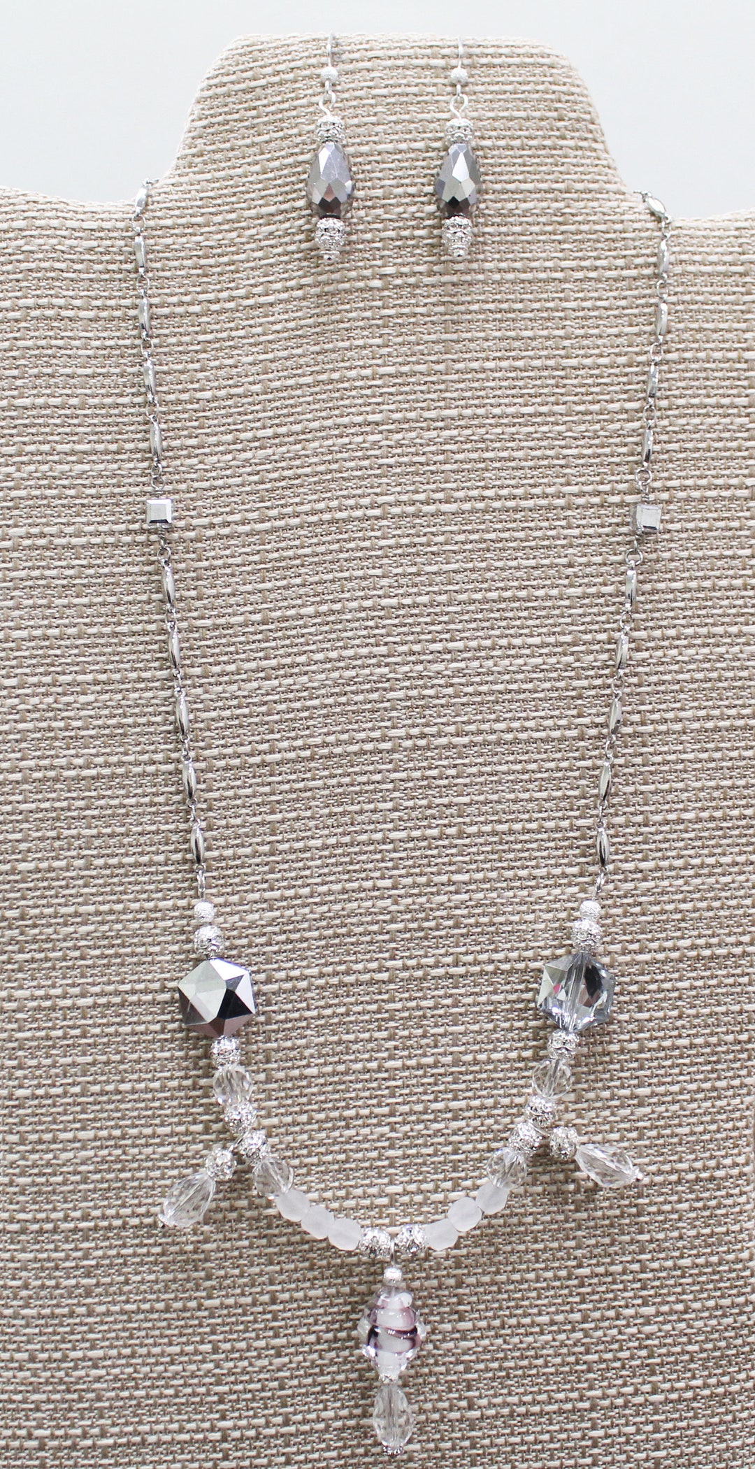 Crystal Glass and Rhinestone Pave Beads With Silver and Crystal Cubes ...