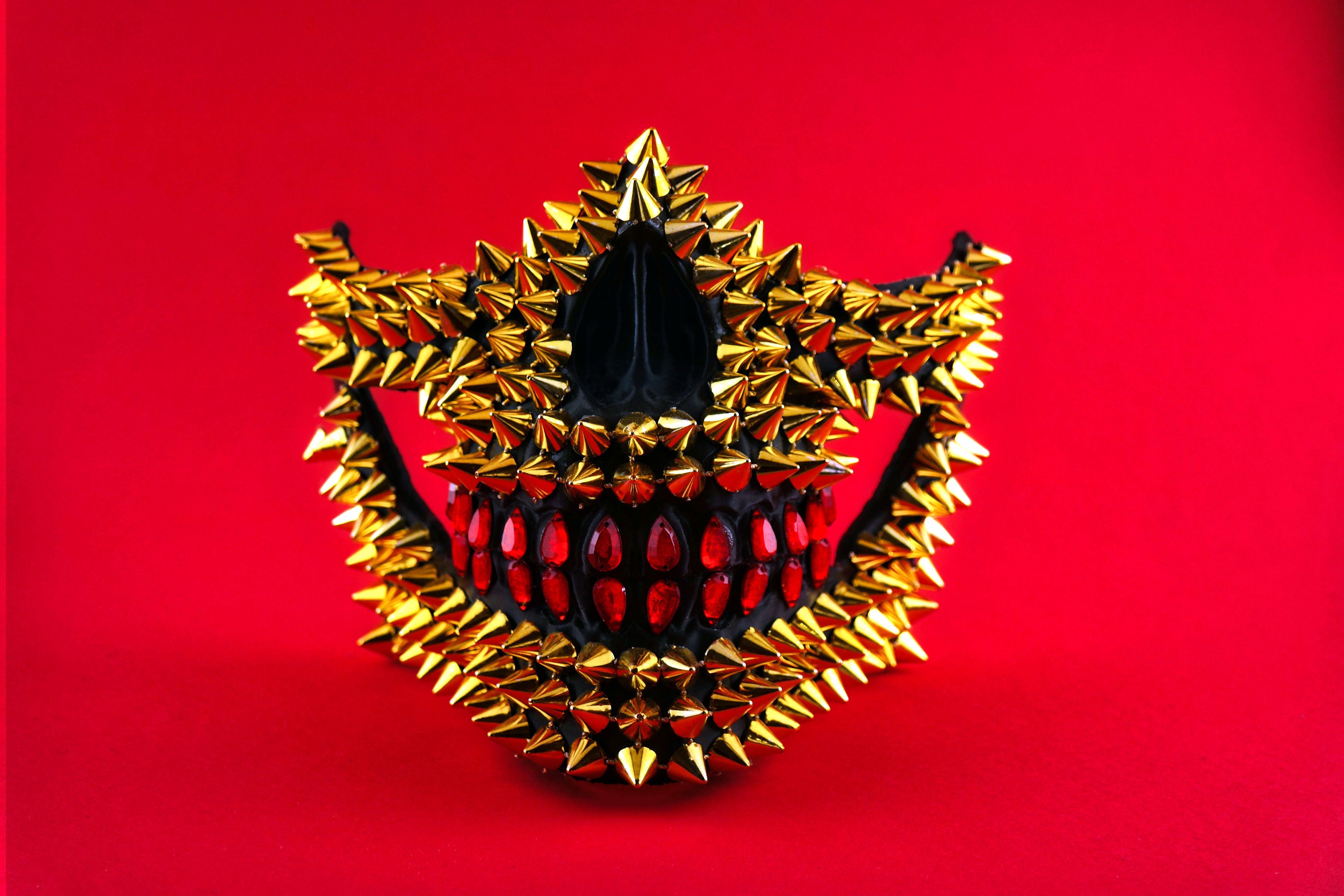 Golden Spikes Skull Mask Golden Skull Mask Spike Mask - Etsy