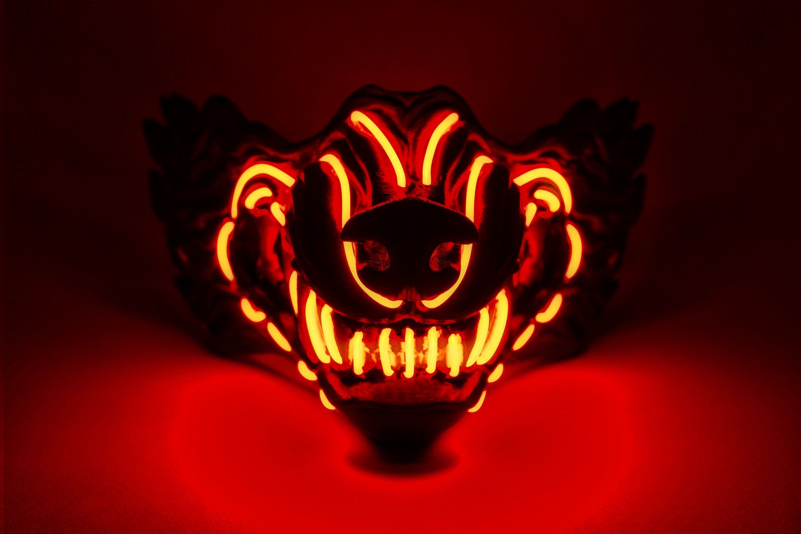 Glowing Cyberpunk Samurai Wolf Mask - Samurai Wolf Mask - Wolf Mask ...