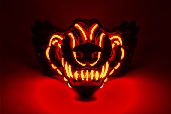 Glowing Cyberpunk Samurai Wolf Mask Sound Activated LED - Etsy
