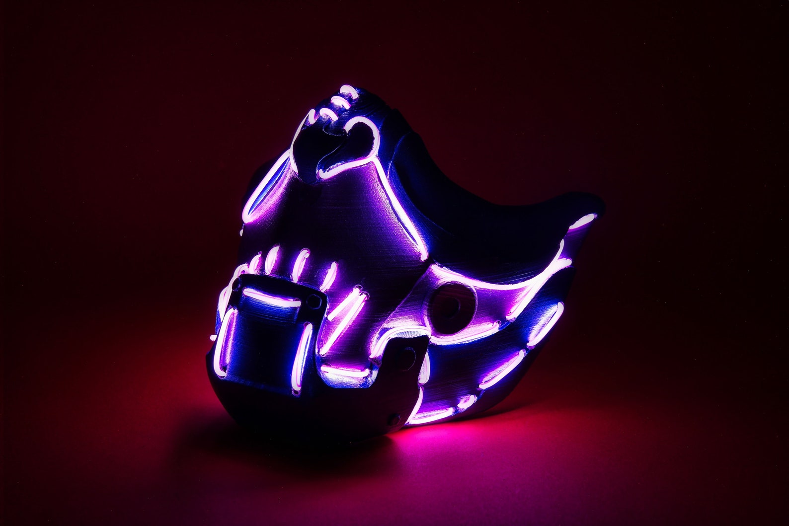 Cyberpunk LED Oni Mask Futuristic Demon Light up Cosplay Costume ...