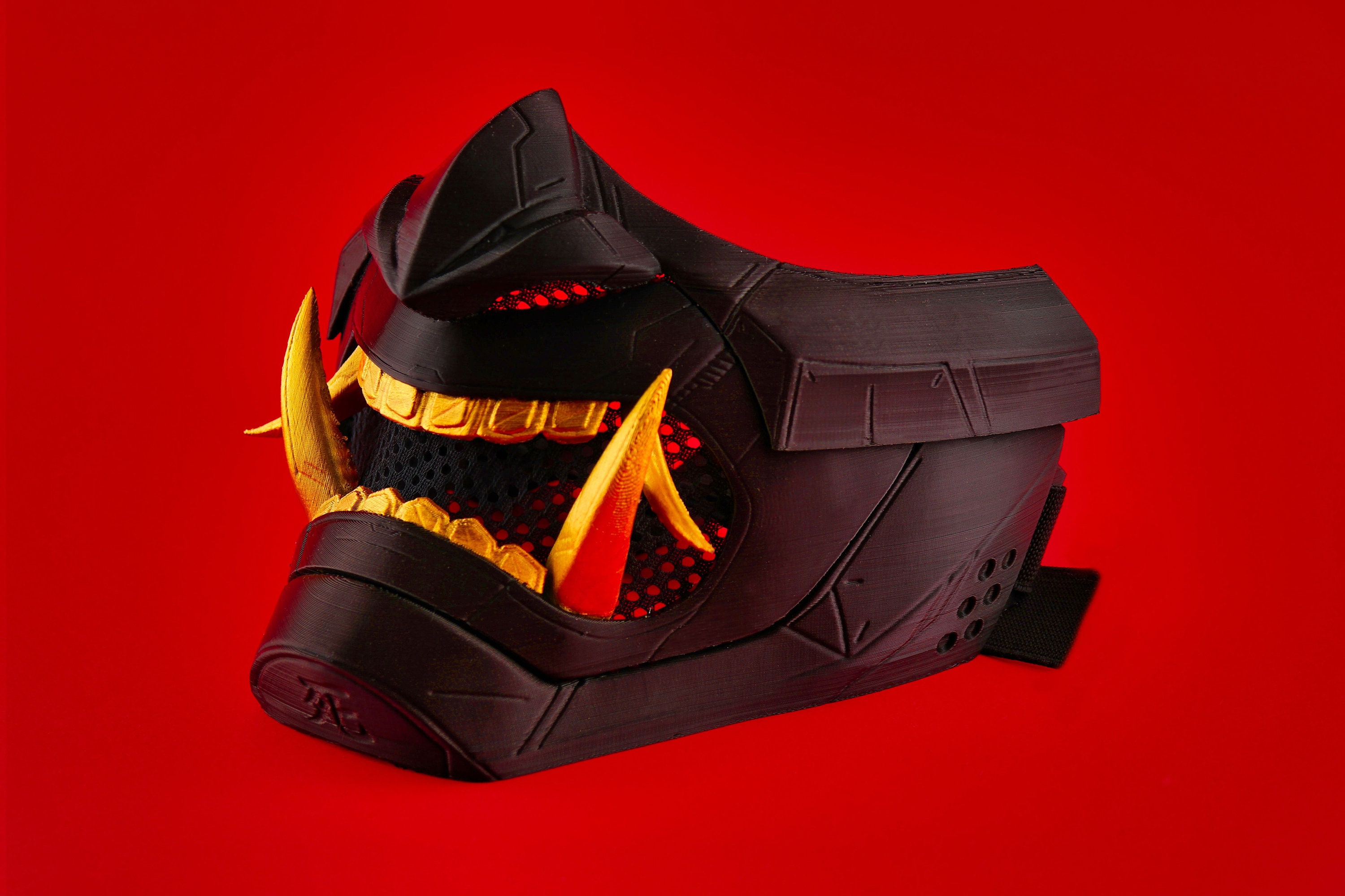 Cyberpunk Oni Mask Cyber Oni Mask Menpo Mask Gold Tooth - Etsy Canada