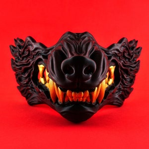 Samurai Wolf Mask, Samurai Mask, Oni Mask, Mempo Cosplay - Handmade Fan ...