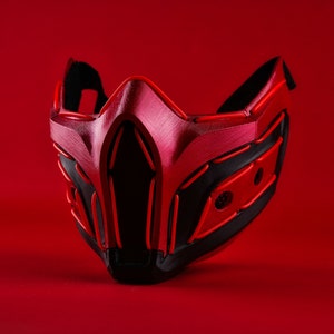 Glowing Red Ninja Mask - Cyberpunk Mask - Red Ninja Oni Mask ...