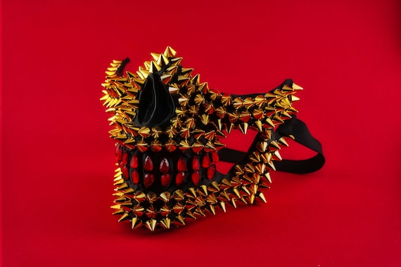 Golden Spikes Skull Mask Golden Skull Mask Spike Mask | Etsy