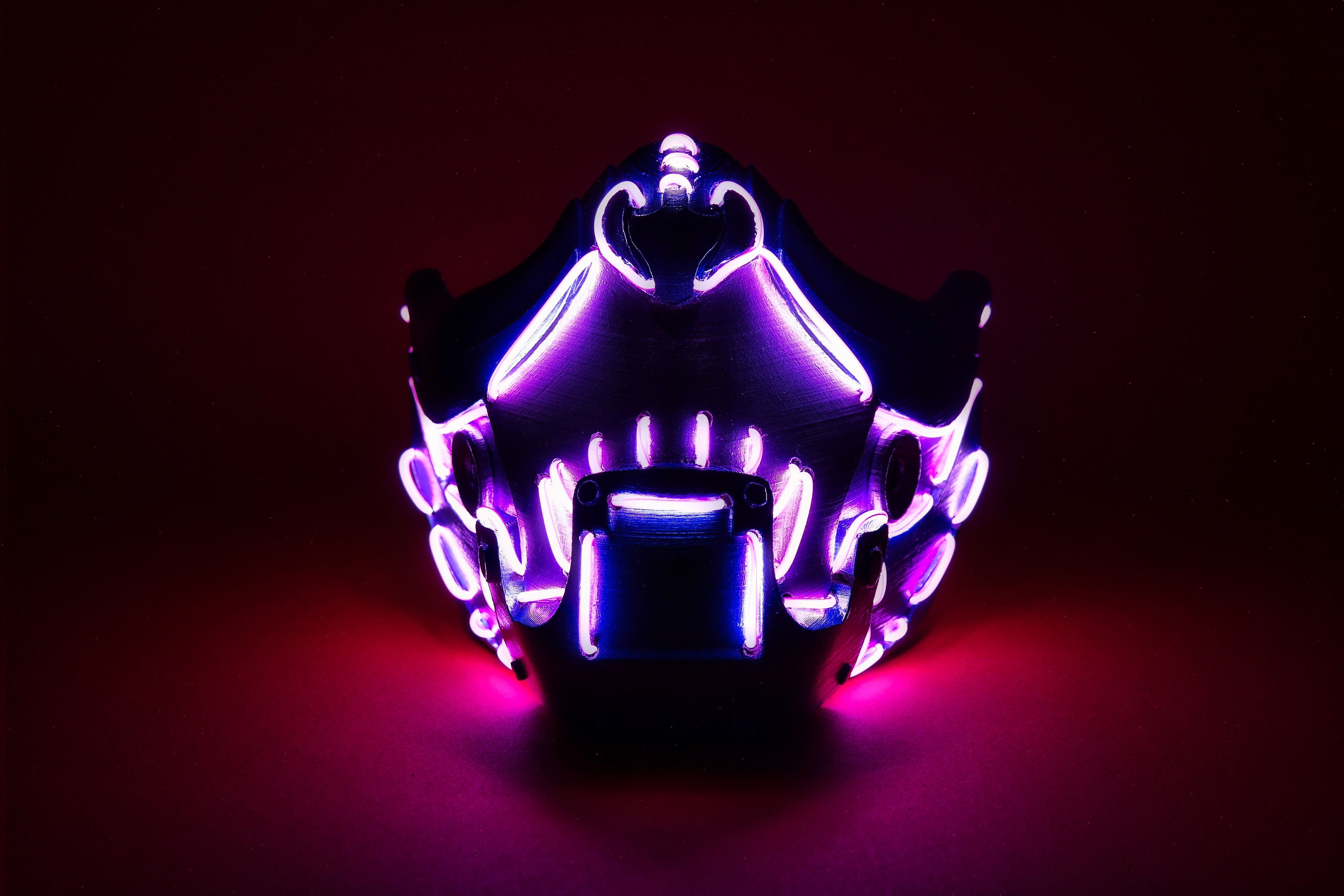 Cyberpunk LED Oni Mask Futuristic Demon Light up Cosplay Costume ...