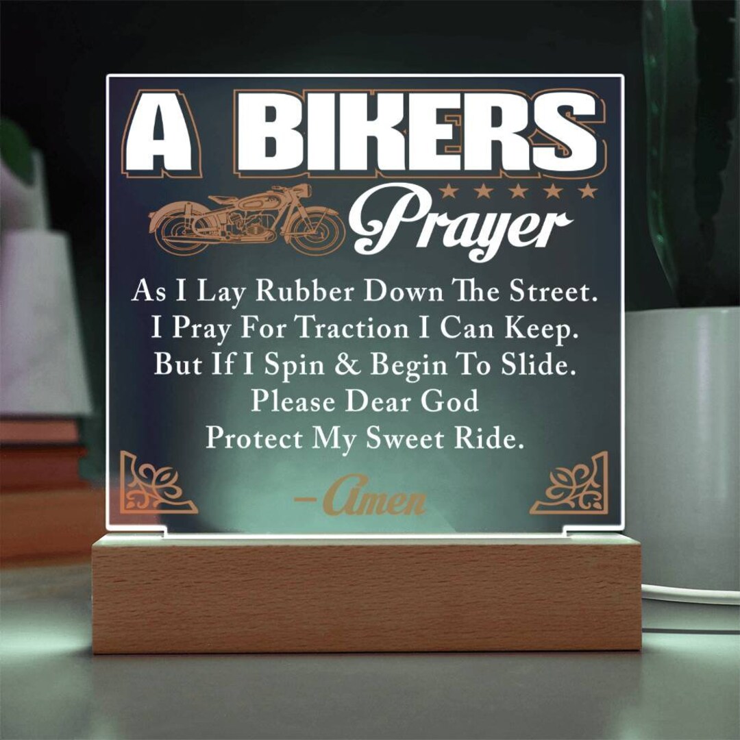 A Bikers Prayer Gift, Bikers Prayer Square Acrylic Plaque, Prayer for ...