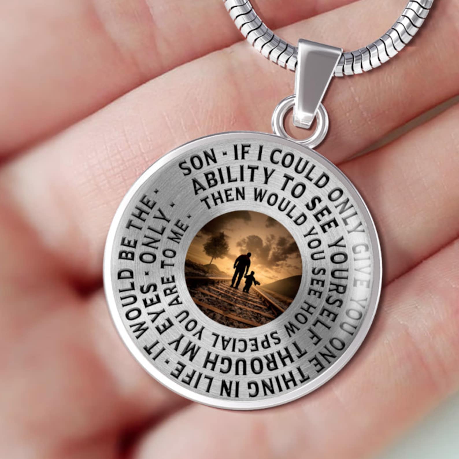 Father to Son Pendant Necklace, Optional Engraving on Back, Son If I ...