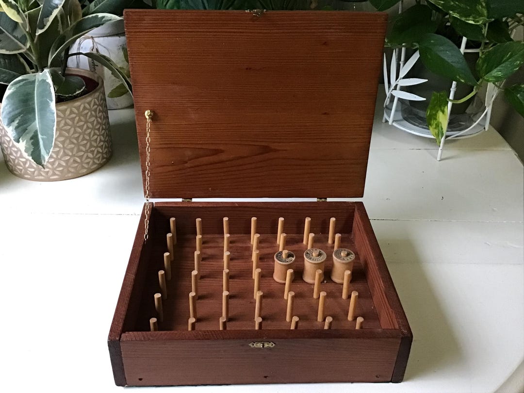 Vintage Wooden Thread Box - Etsy