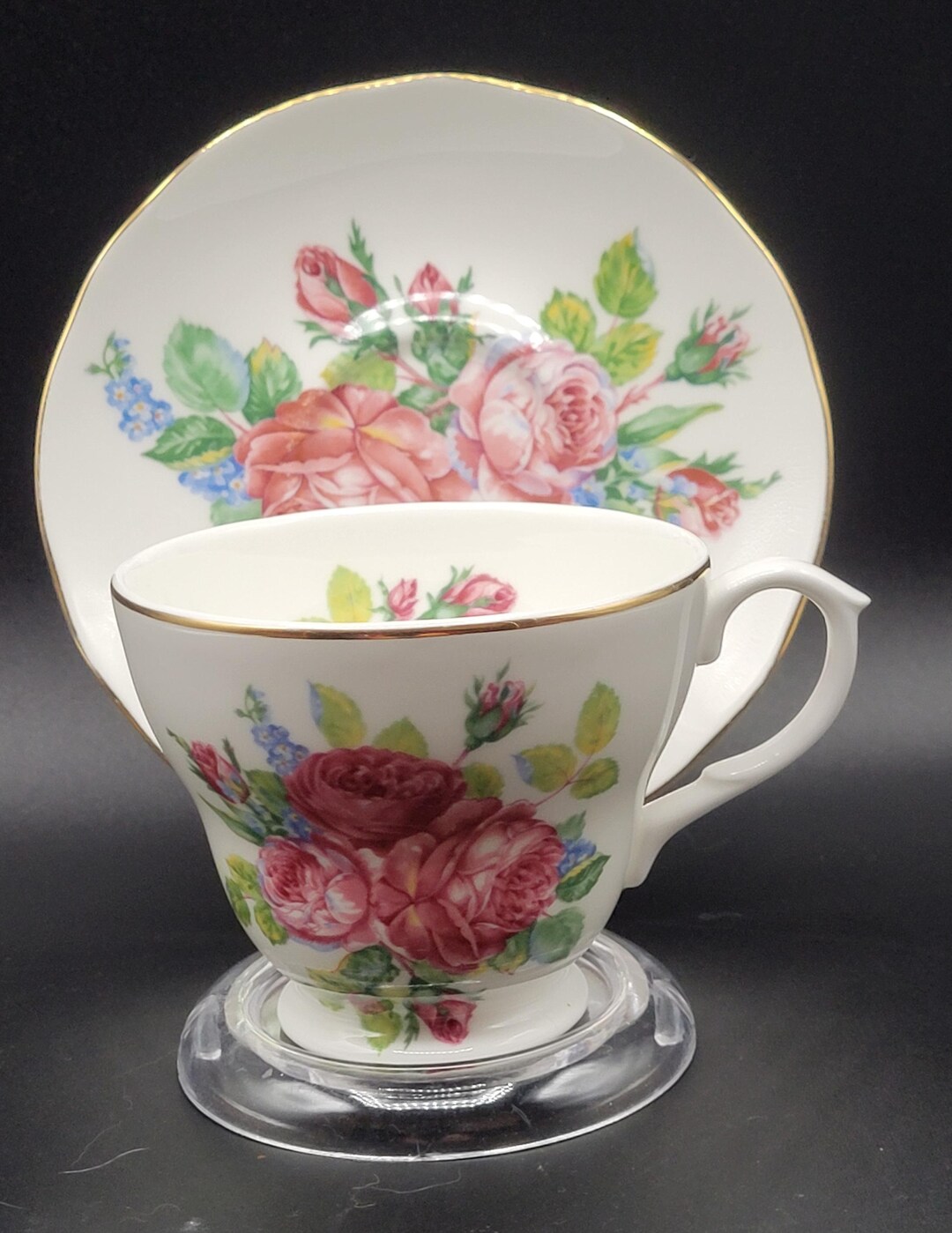 Pretty Mayfair Bone China Teacup and Saucer - Staffordshire England - Etsy