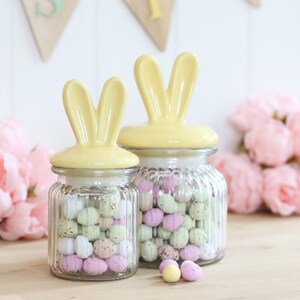 Bunny Ears Glass Jar & Ceramic Lid 250ml 4 Pastel Colours Easter Bunny ...
