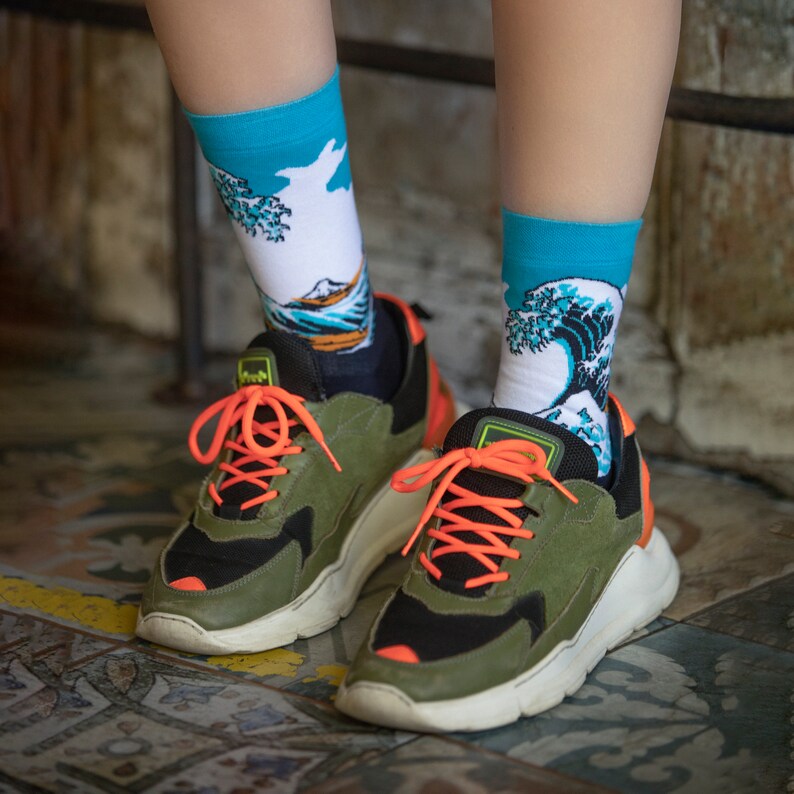 The Great Wave off Kanagawa Socks | Fun Socks | Japanese Art | Cute ...