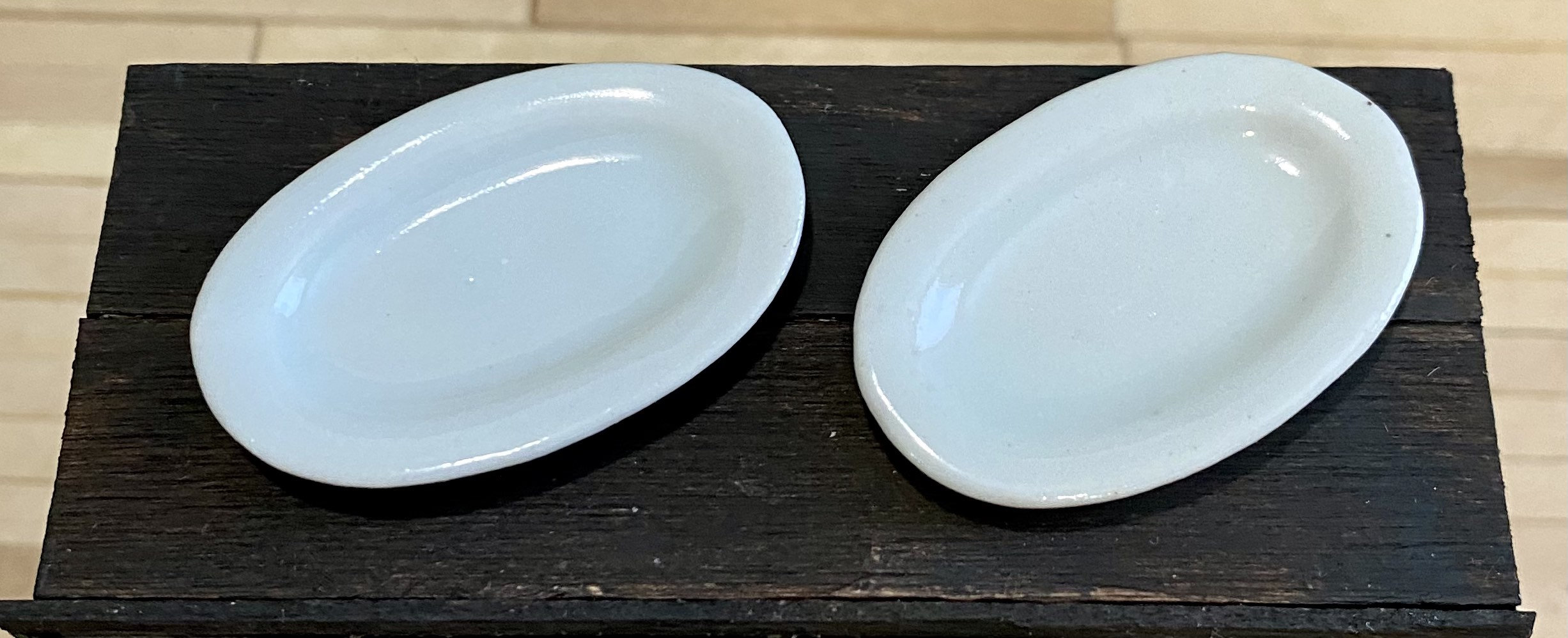 Miniature Ceramic Flat Rim Oval Plates Set of 2 - Etsy Italia