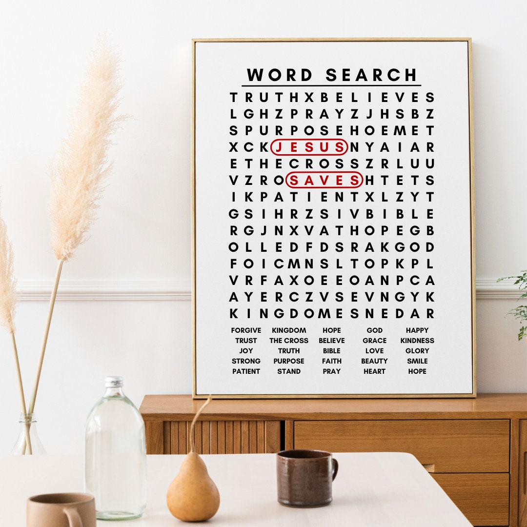 Christian Word Search Printable Sign, Jesus Saves Printable Sign, Bible ...