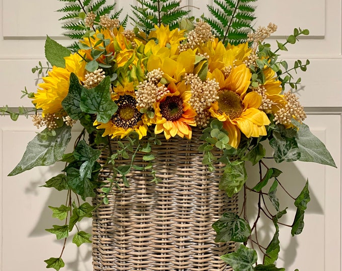 Modern Farmhouse Door Basket-sunflower Door Basket-spring/summer ...