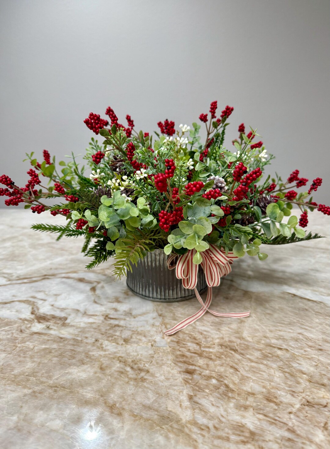 Small Winter Berry & Greenery Arrangement-christmas Arrangement-winter ...