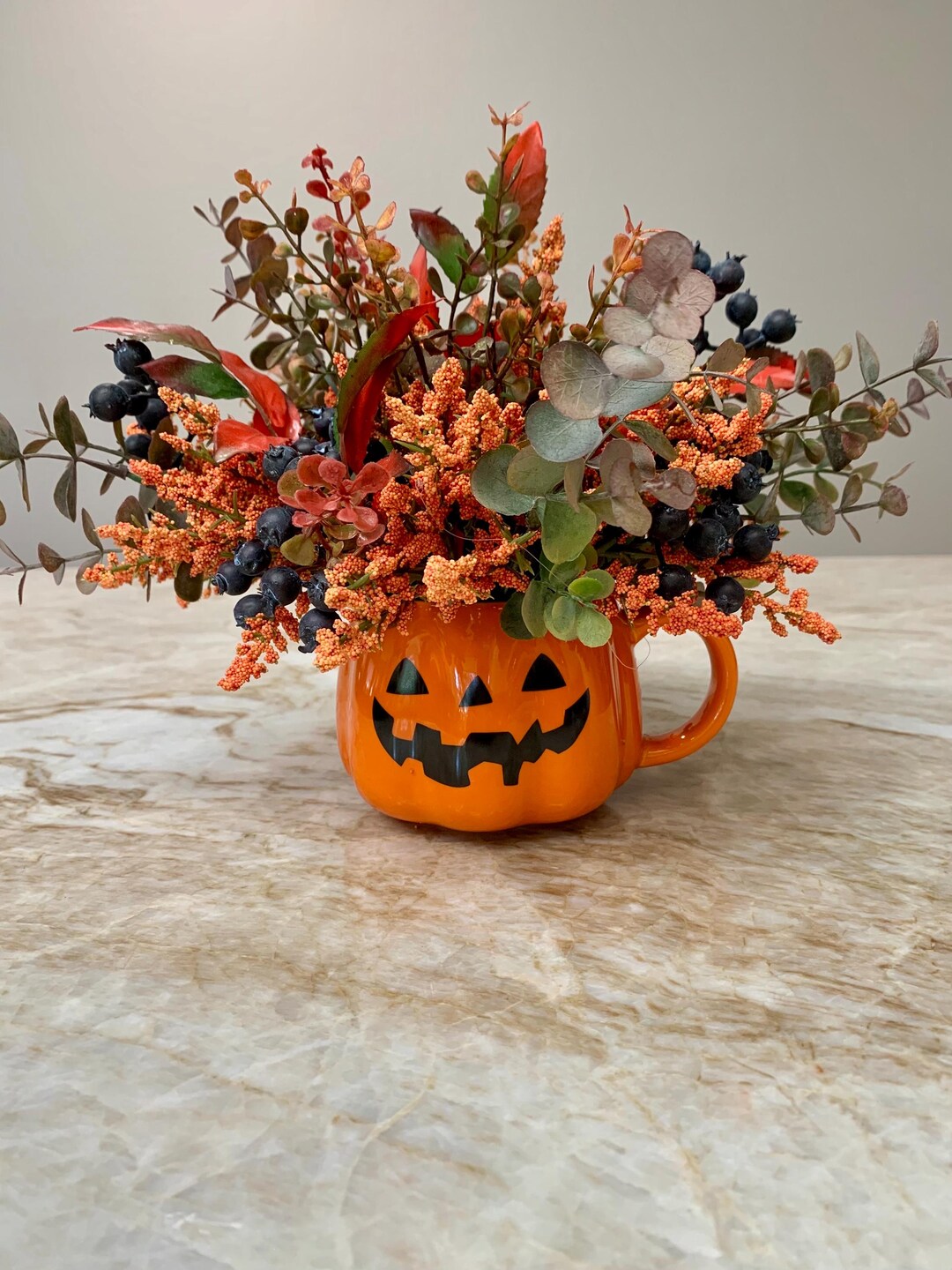 Small Fall Arrangement-fall Pumpkin Jack-o-lantern Arrangement ...