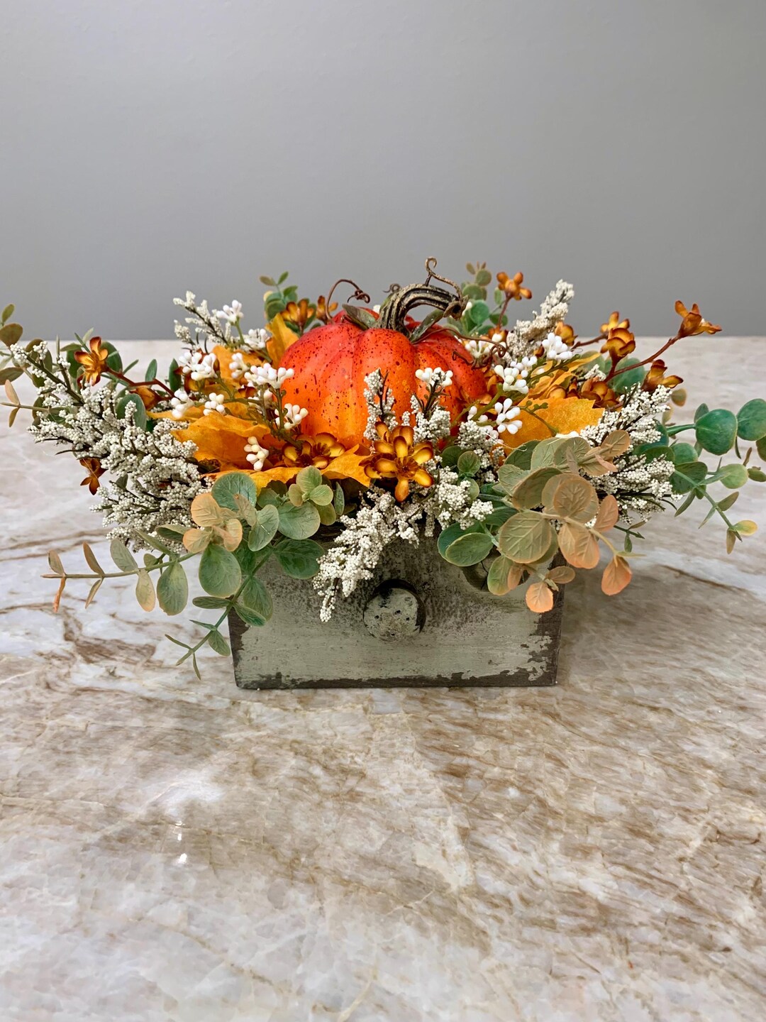 Small Modern Farmhouse Fall Arrangement-fall Gray Vintage Drawer ...