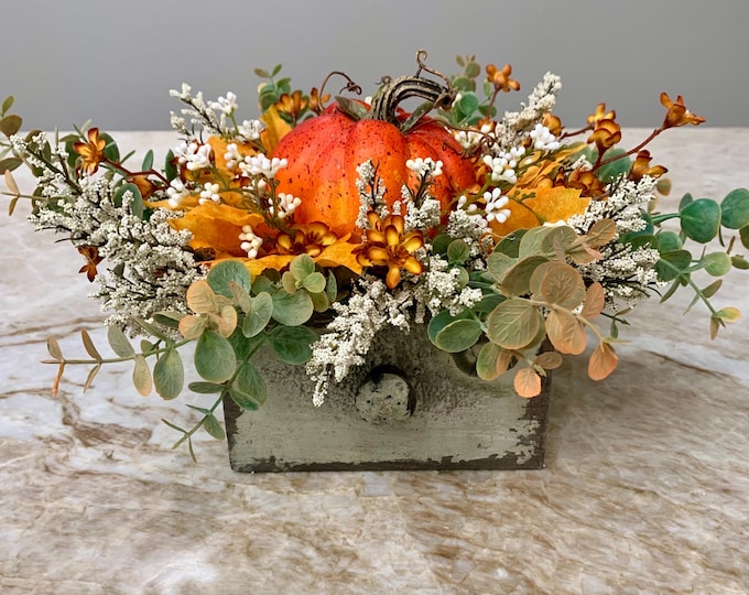 Small Modern Farmhouse Fall Arrangement-fall Gray Vintage Drawer ...