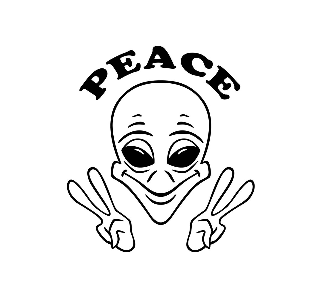 Alien Head Svg, Space Svg, Peace Svg, PNG DXF EPS, Funny Svg, Digital ...