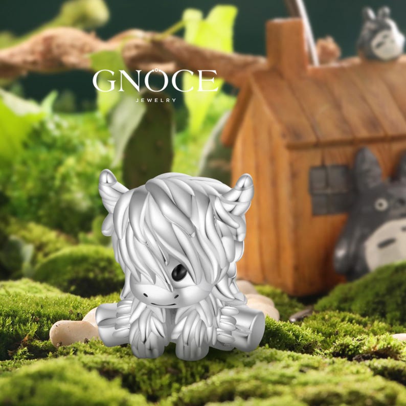 Gnoce Scottish Highland Cow Dangle Charm for Bracelets Sterling Silver ...