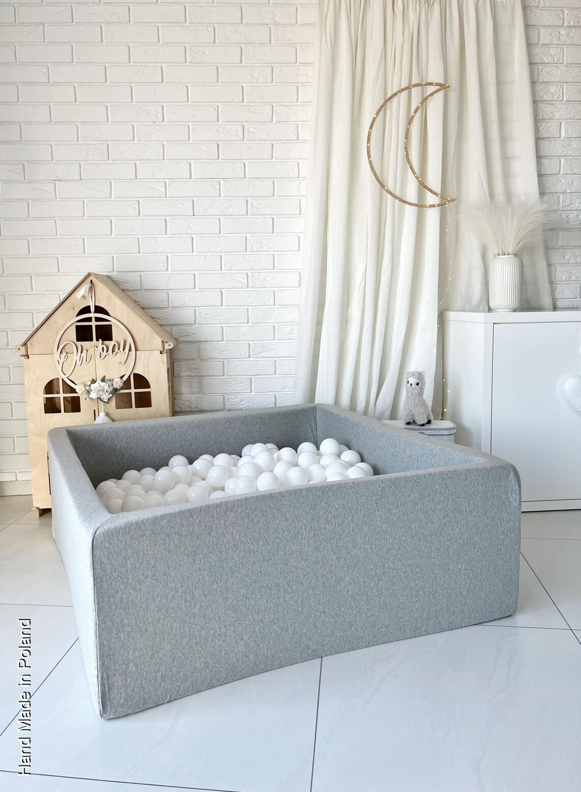 Beige Large Square Ball Pit + 400 Balls Included - Gray, Pit Ball Kids ...