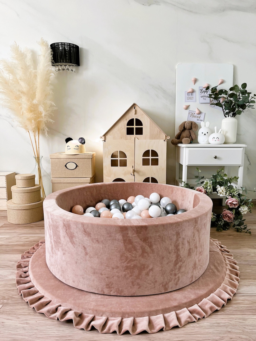 Ball Pit + 200 Balls Included - Cotton Velvet Beige - Etsy