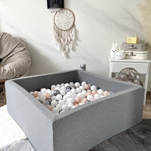 Beige Large Square Ball Pit 400 Balls Included Gray, Pit Ball Kids, Pit ...
