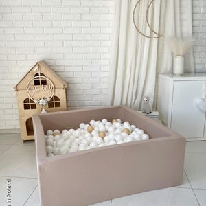 Large Square Ball Pit + 400 Balls Included - Gray, Pit Ball Kids, Pit ...