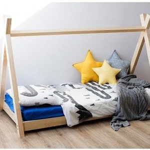 Tipi Kids Bed Scandinavian Wooden Teepee Bed Wood Toddler - Etsy