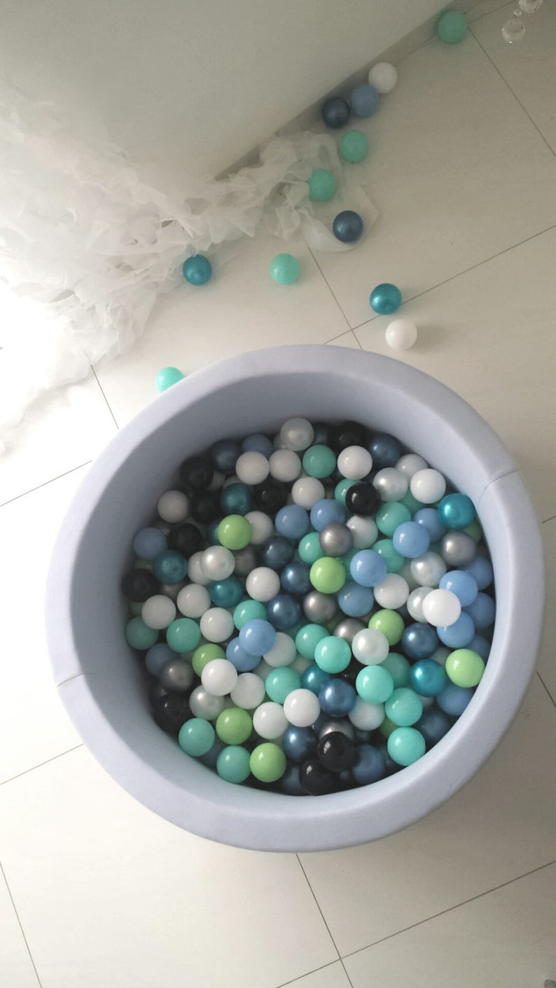 Ball-pit Round Light Grey 90x30cm (+200 Balls) Baby Foam Round Ball Pit ...
