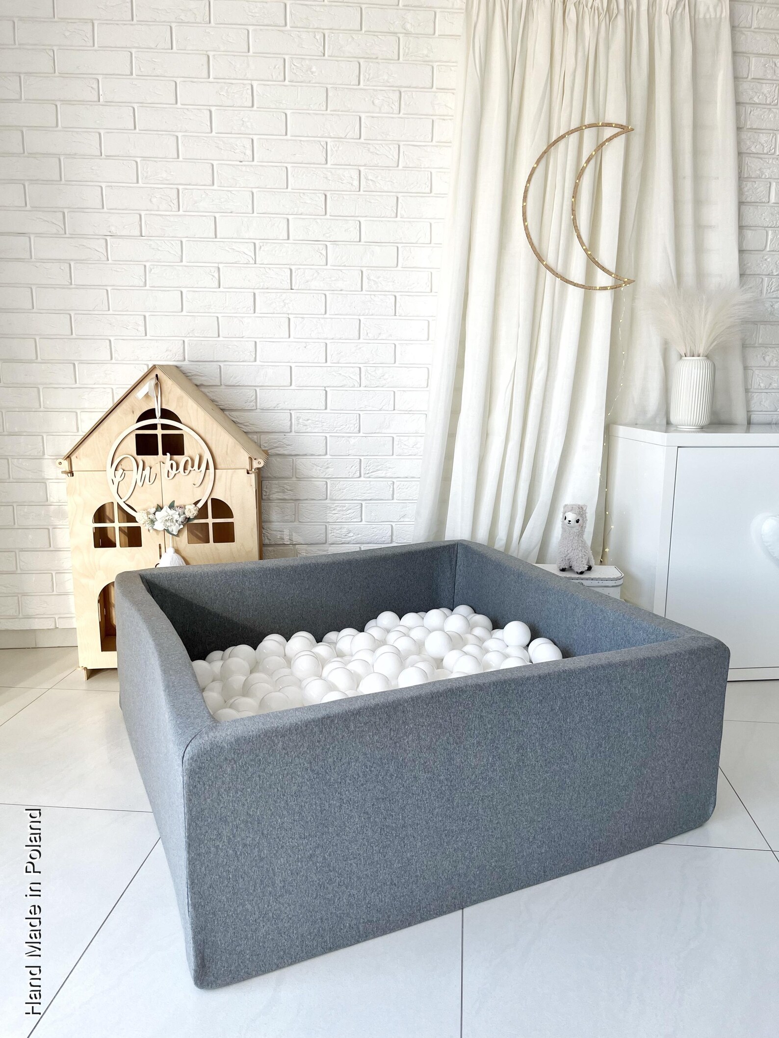 Beige Large Square Ball Pit + 400 Balls Included - Gray, Pit Ball Kids ...