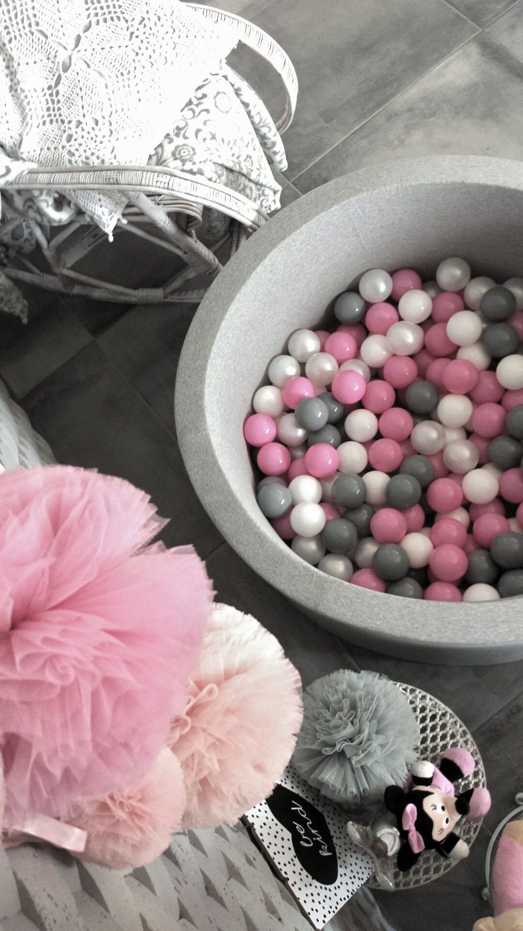 Ball-pit Round Light Grey 90x30cm (+200 Balls) Baby Foam Round Ball Pit ...