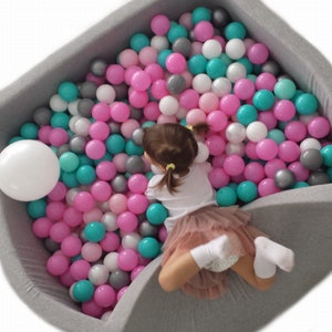 Large Square Ball Pit 400 Balls Included Gray, Pit Ball Kids, Pit Ball ...