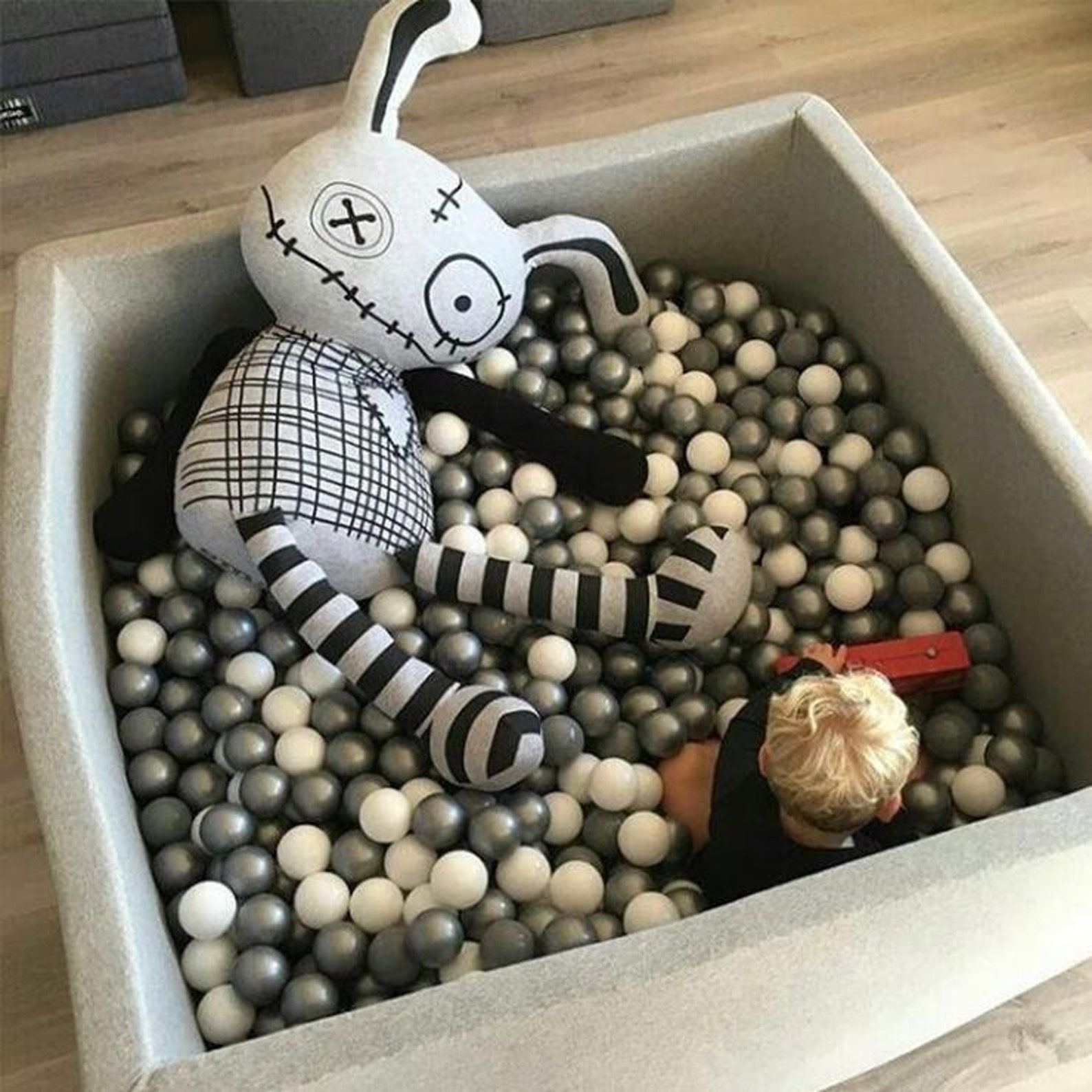 Large Square Ball Pit 400 Balls Included Gray Pit Ball | Etsy