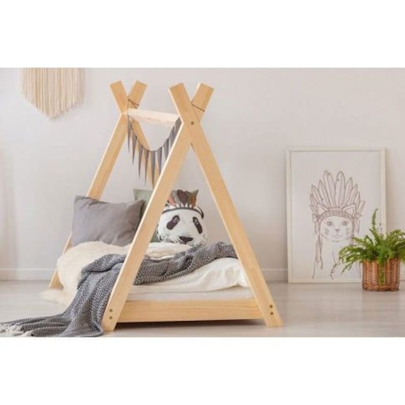 Tipi Kids Bed Scandinavian Wooden Teepee Bed Wood Toddler - Etsy