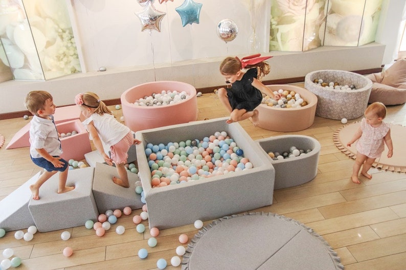 Large Square Ball Pit 400 Balls Included Gray Pit Ball - Etsy