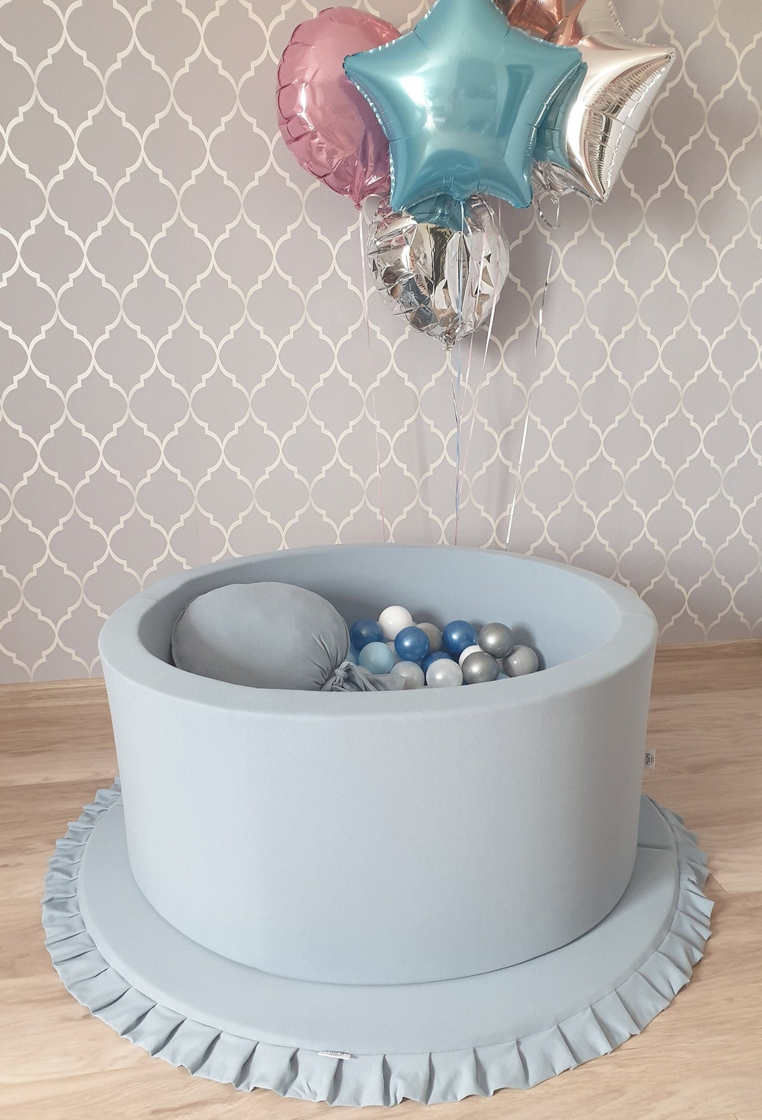 Blue Ball-pit Round +200 Balls Included Baby Foam Round Ball Pit, Ball ...