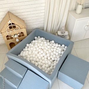 Blue Climbing Foam Play Set With Large Square Ball Pit + 400 Balls Own ...