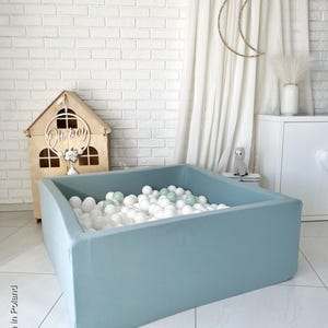 Beige Large Square Ball Pit + 400 Balls Included - Gray, Pit Ball Kids ...