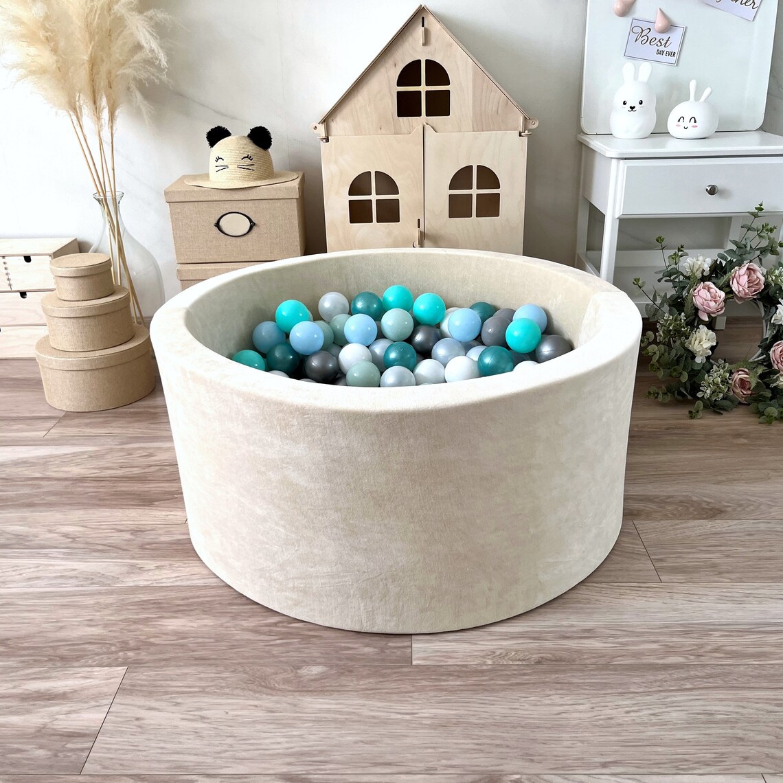 Ball Pit 200 Balls Included Cotton Velvet Ecru Light - Etsy