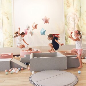 Large Square Ball Pit + 400 Balls Included - Gray, Pit Ball Kids, Pit ...