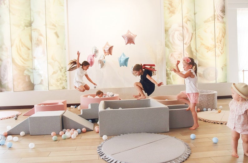 Large Square Ball Pit 400 Balls Included Gray Pit Ball | Etsy