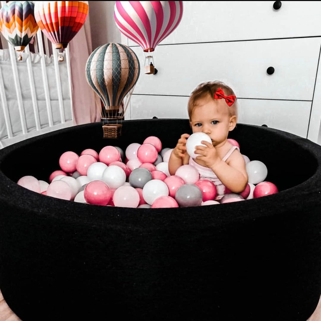 Balck Ball Pit Round Anthracite + 300 Balls, Baby Foam, Round Ball Pit ...