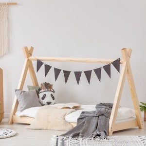 Tipi Kids Bed Scandinavian Wooden Teepee Bed Wood Toddler - Etsy