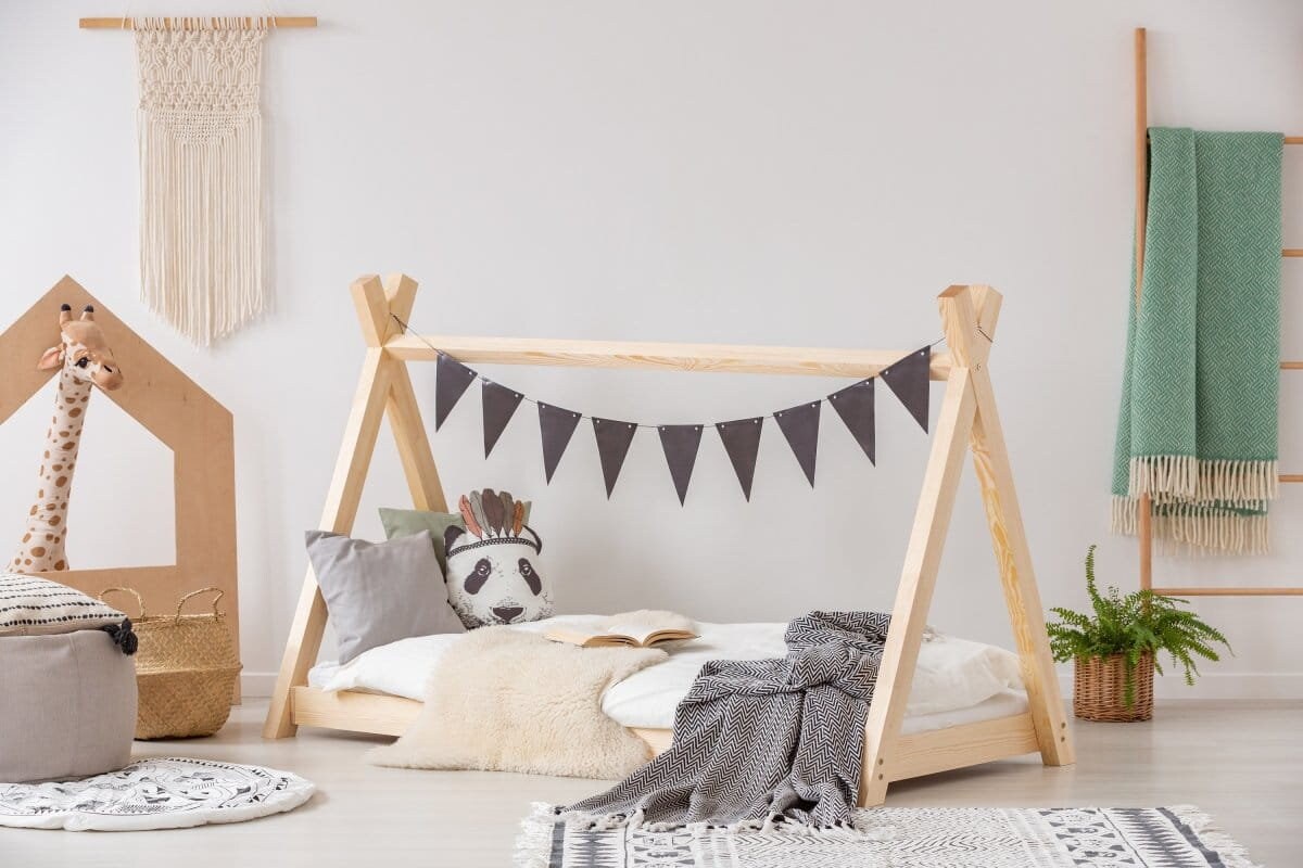 Tipi Kids Bed Scandinavian Wooden Teepee Bed Wood Toddler | Etsy