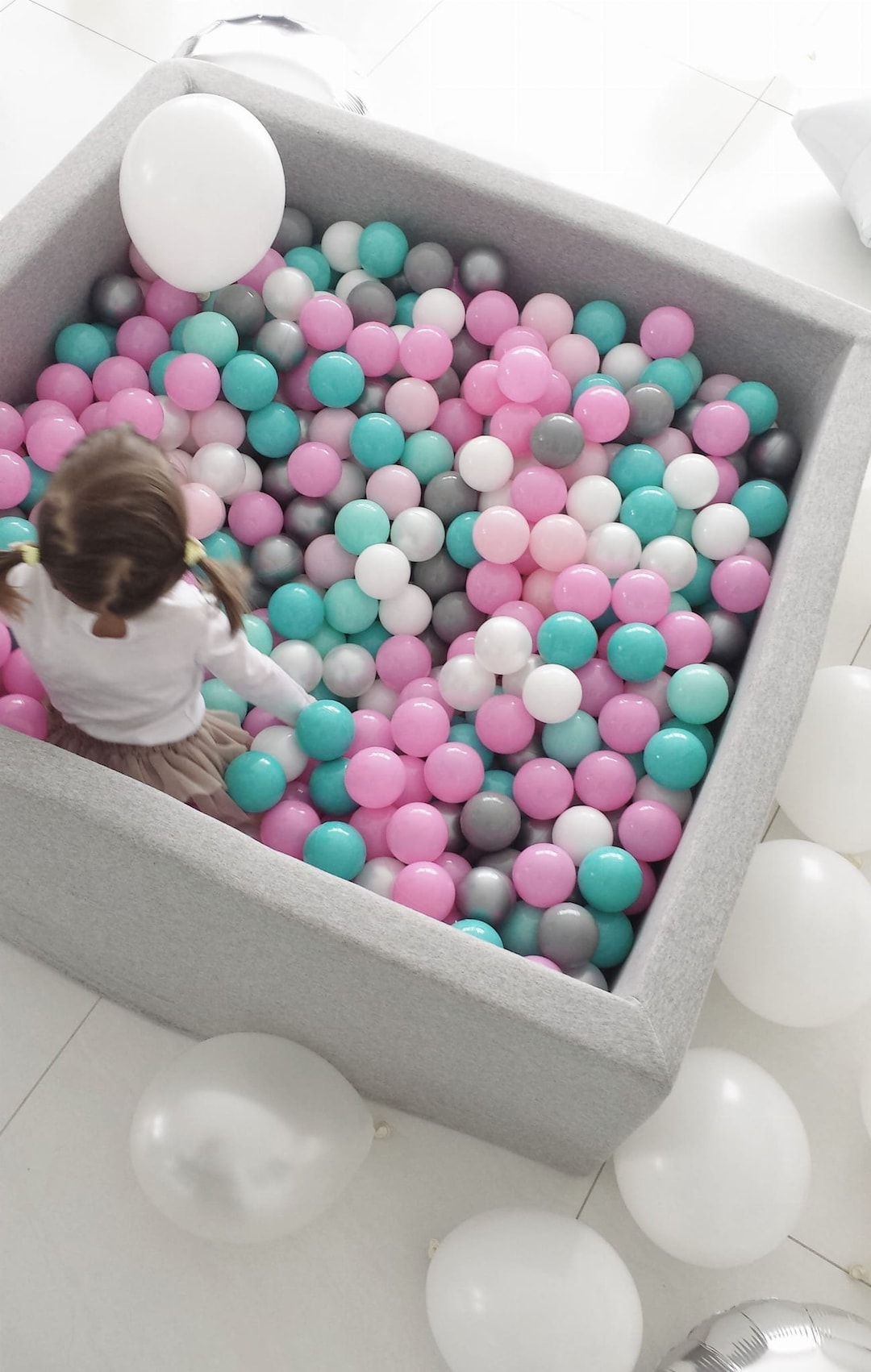 Large Square Ball Pit 400 Balls Included Gray, Pit Ball Kids, Pit Ball ...