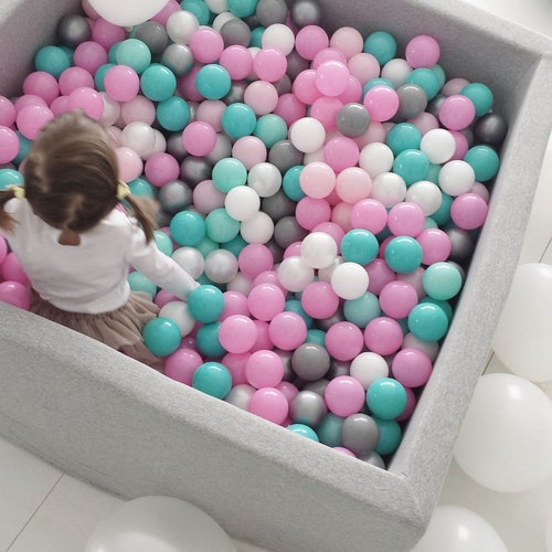 Large Square Ball Pit 400 Balls Included Gray Pit Ball - Etsy